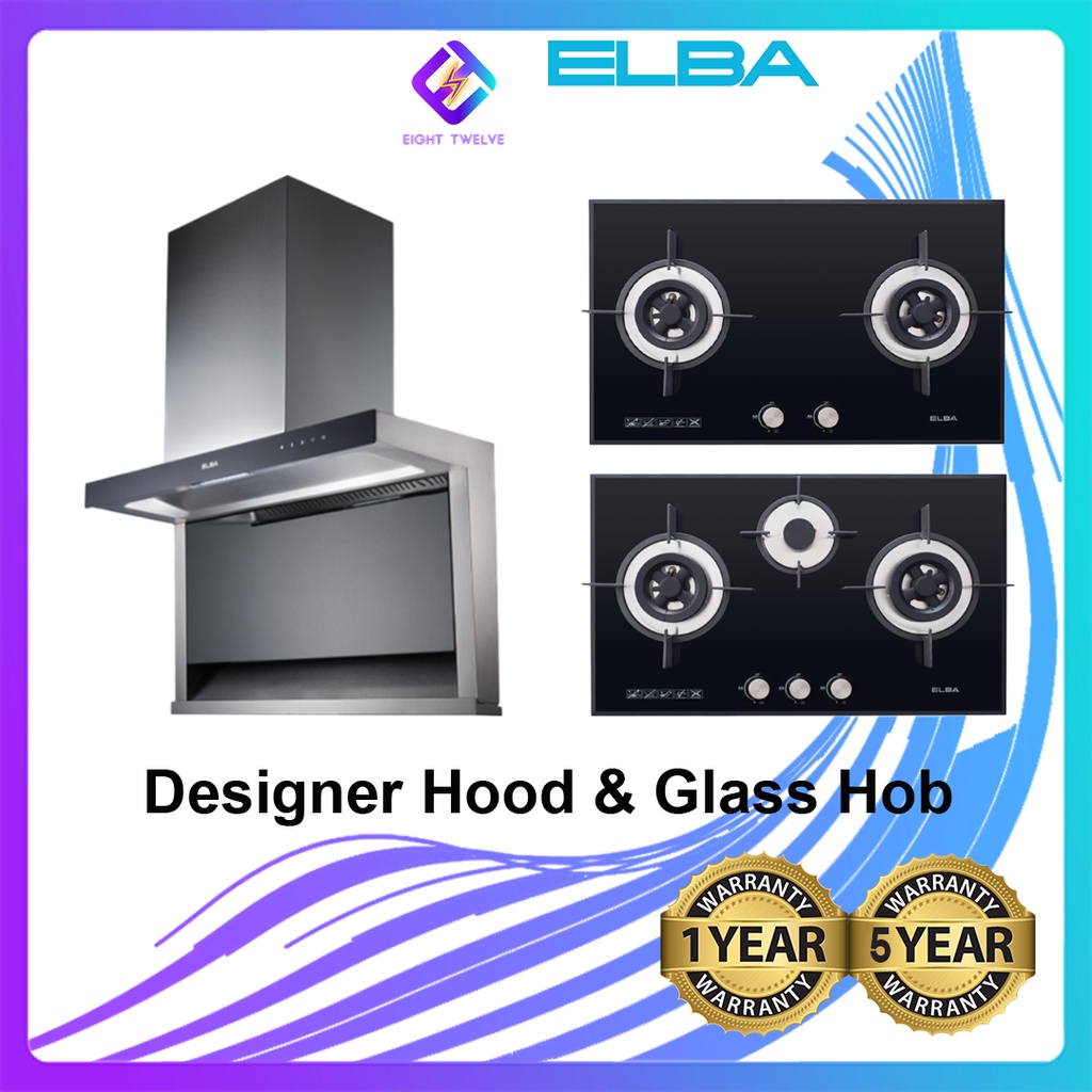 Elba Primo Designer Hood & Glass Hobs | EH-H9321ST(BK) + EGH-K8942G(BK ...