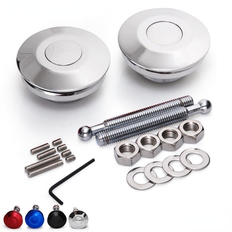Universal Push Button Billet Hood Pins Lock Clip Kit Car Quick Latch ...