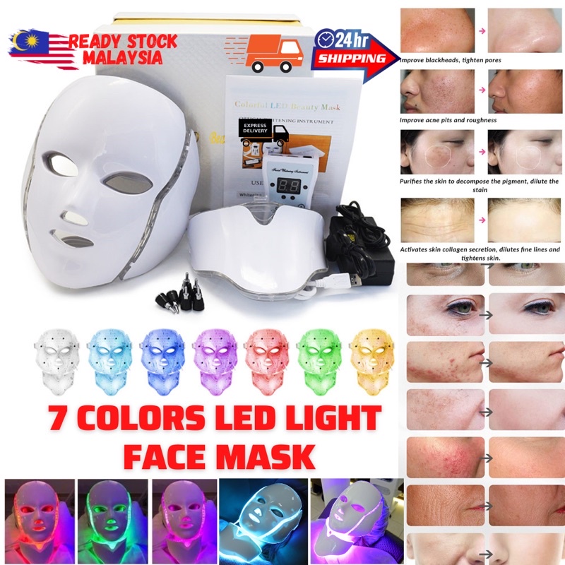 🇲🇾Ready Stock-7Colors LED Light Therapy Face Mask Skin Rejuvenation ...