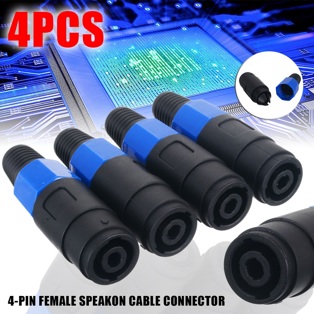 4x 4 Pin Pole Female Jack Speakon Cable Connector for Audio Loudspeaker | Shopee Malaysia