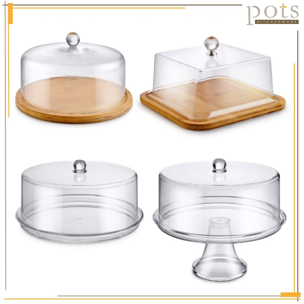 Acrylic Cake Plate Cake Fruit Dessert Food Display Bread Tray with Lid ...