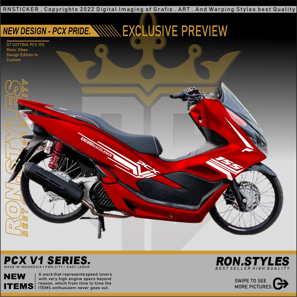 PUTIH HITAM Pcxv1 CUTTING STRIPING PCX 150 SIMPEL STRIPING VARIATION ...