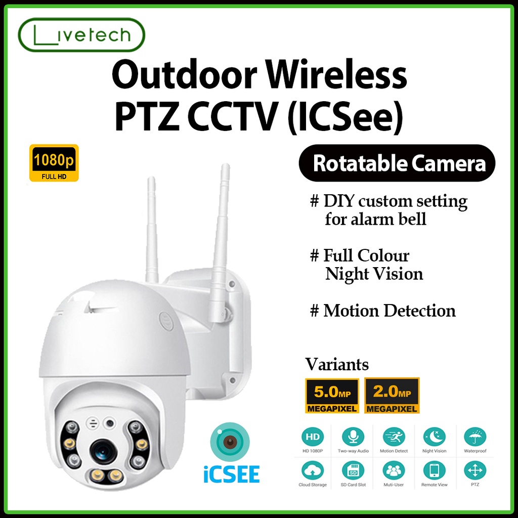 LiveTech 8MP 4K Ultra Full HD PTZ Outdoor IP Camera ICSee Pro WiFi ...