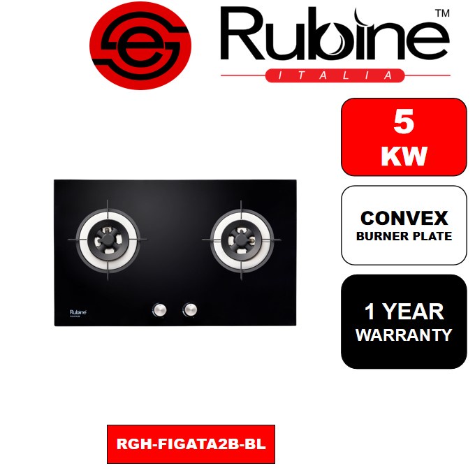 Rubine RGH-FIGATA2B-BL Gas Hob 2 Burner | Shopee Malaysia