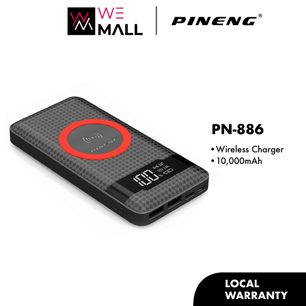 Pineng PN-886 Qi Wireless Polymer Power Bank (10000mAh) | Shopee Malaysia