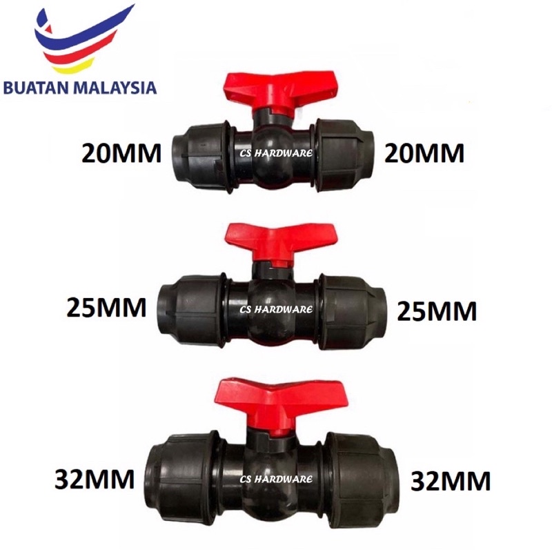 [Heavy Duty] PE Poly Ball Valve Stopcock 20mm/25mm/32mm Connector Tube ...