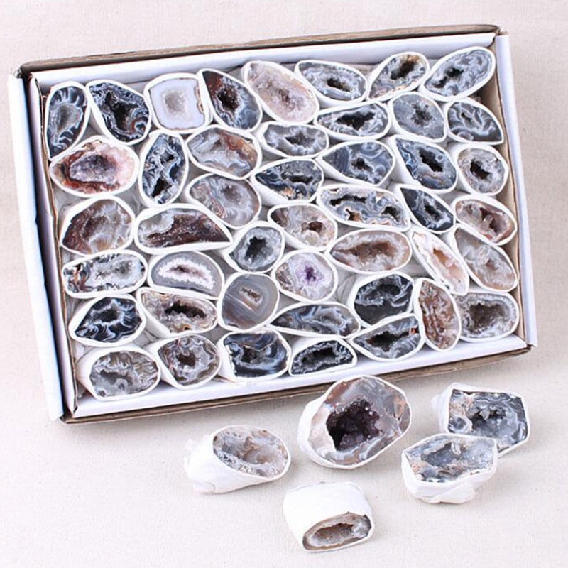 Mini Natural Mineral Specimen Cut Crystal Agate Geode Cornucopia 2-3cm ...