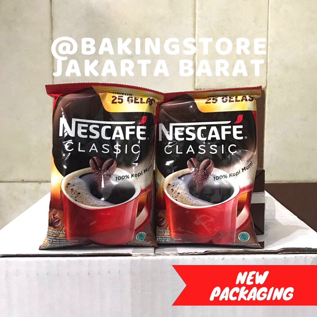 HITAM Nescafe Classic Instant Coffee Black Coffee Sachet Bag 45g ...