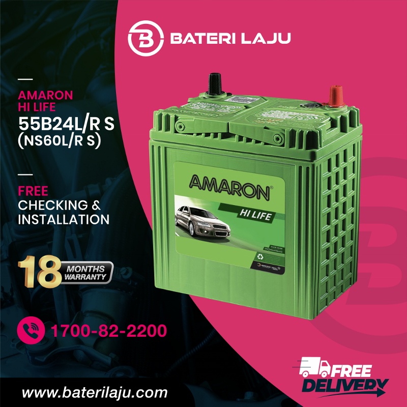 55B24L/R S | NS60L/R S Amaron Hi Life Car Battery Honda Civic, Accord, CRV, Altis, Toyota Vios ...