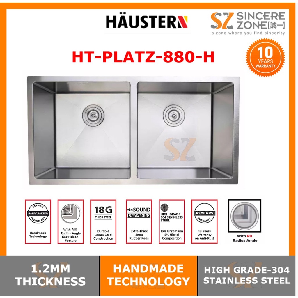 Haustern HT-PLATZ-880-H Double Bowls Stainless Steel Sink | Shopee Malaysia