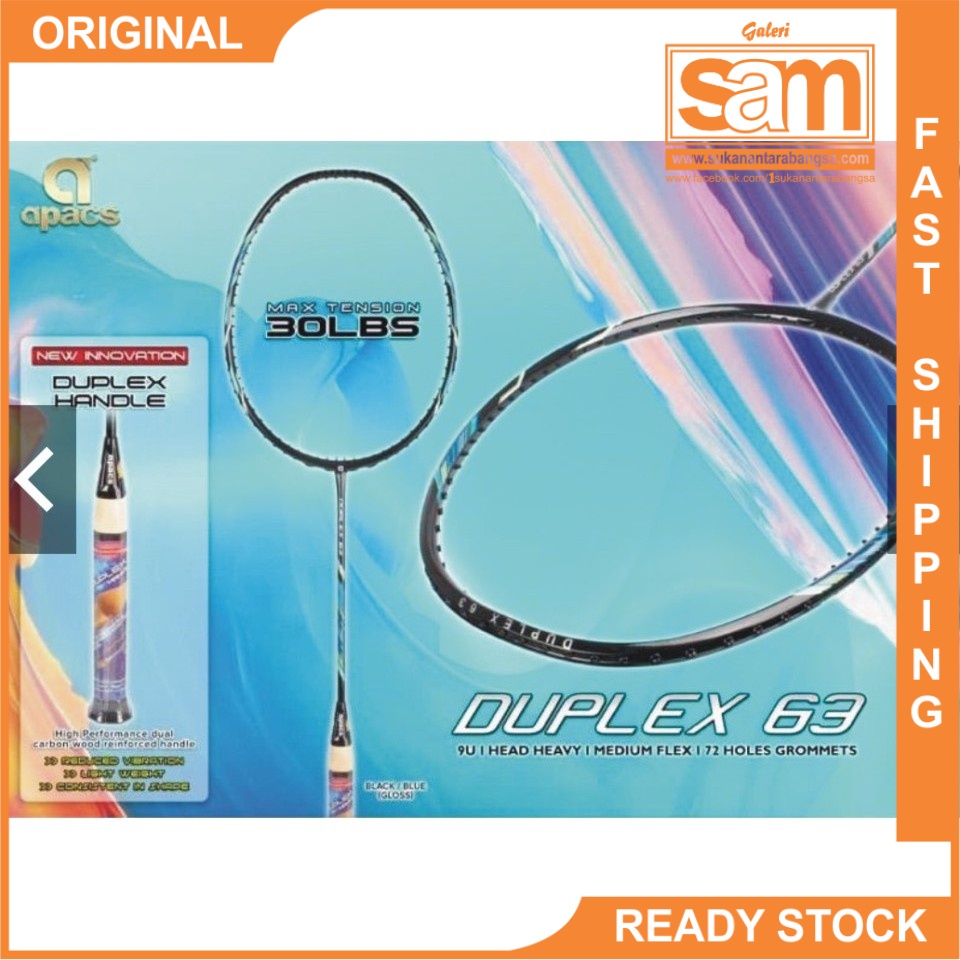 Raket Badminton Apacs Duplex Series Badminton Racket (6u To 9u) Weight ...