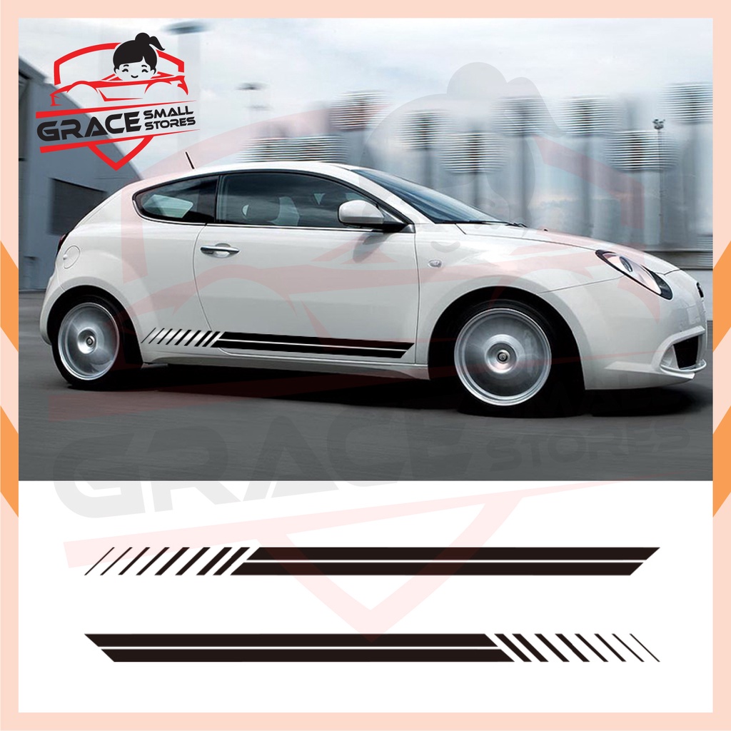 Car Side Body Sticker Side Stripe Line Vinyl Cutting Decal | Shopee ...