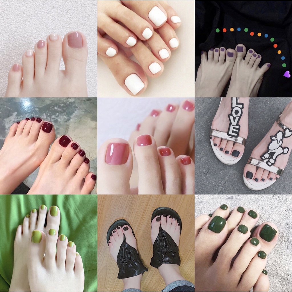 24pcs Fake Nails Toenail Wear Manicure Prosthetic Nail Sheet Foot Nail ...