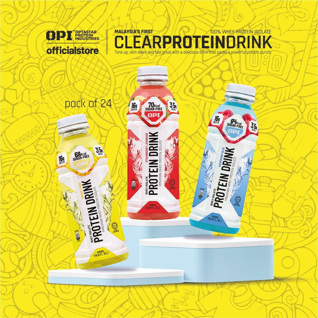 OPI CLEAR PROTEIN DRINK (500ML x 24) PACK OF 24 (CHOOSE YOUR FLAVOURS ...