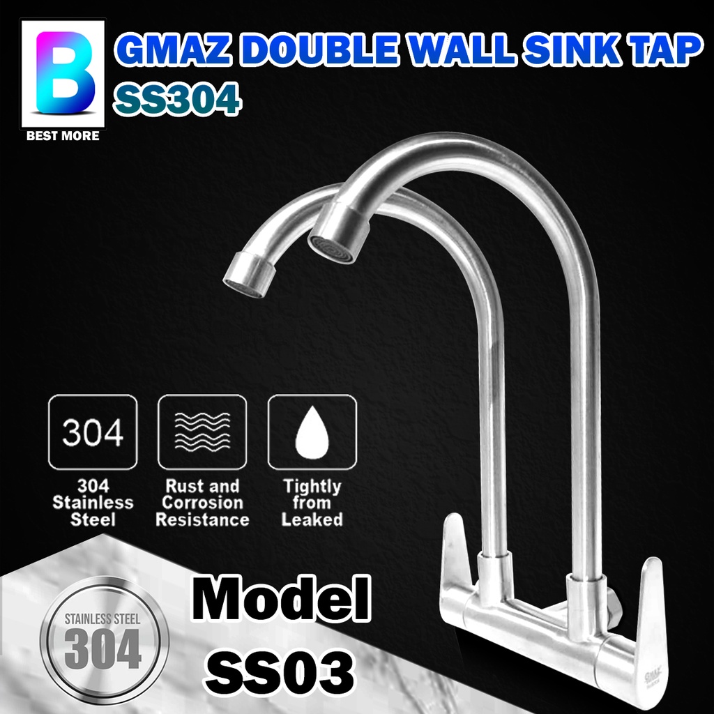 GMAZ DOUBLE WALL SINK TAP (SS304) SS03 / DOUBLE WALL SINK TAP BLACK ...