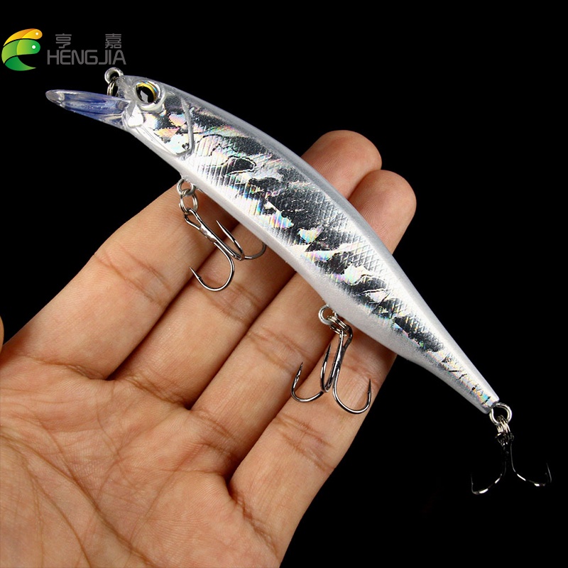 HENGJIA 1 Pcs Minnow Fishing Lures 15G/12cm Crankbait Wobblers Perch 3D Eyes Artificial Hard ...
