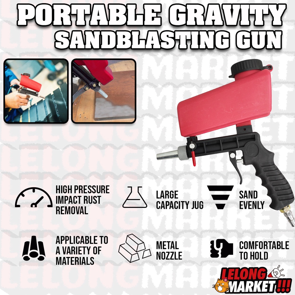 90psi Portable Gravity 【 Sandblasting Gun 】 Pneumatic Mini Aerodynamic ...