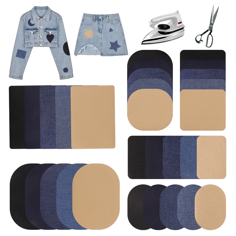 Creative Square Jeans Fabric Fusible Patches DIY Cut It To Any Shape Or Design Iron-on Stickers ...