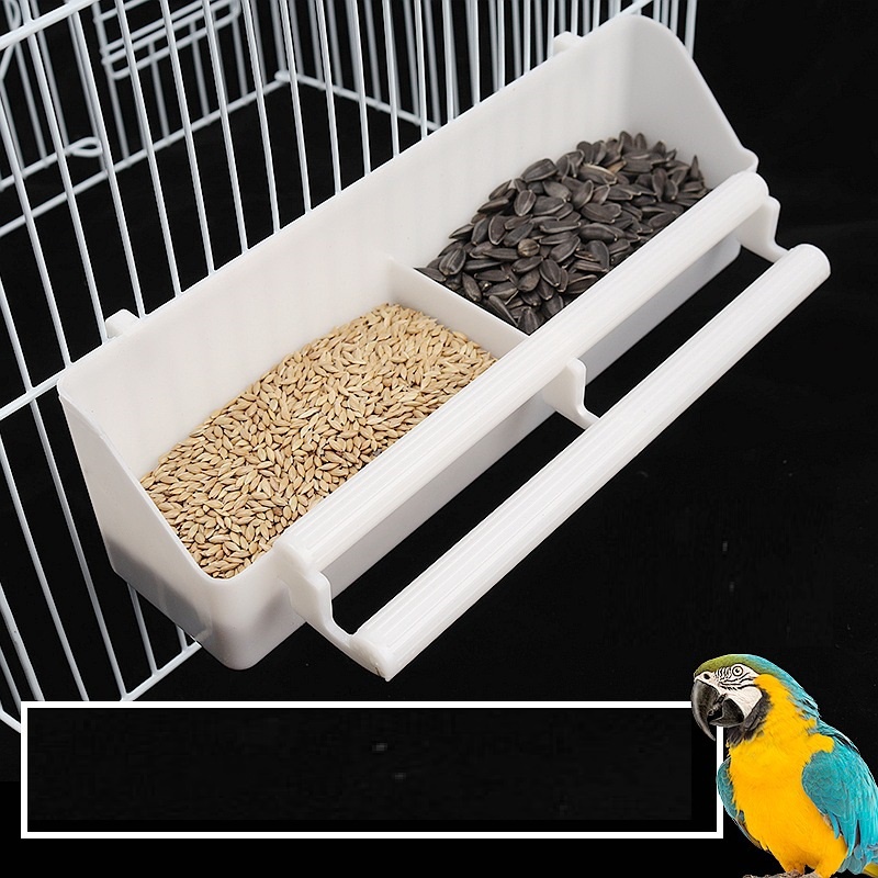 TWO COMPARTMENT Plastic Bird Food Tray parrot Food Feeder Tray Bekas ...