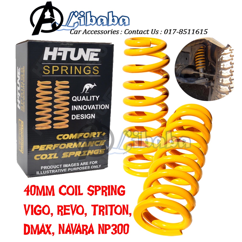[1 PAIR] H-TUNE / HAMER 40MM Raised UP 2" INCH HEAVY DUTY Coil Spring ...