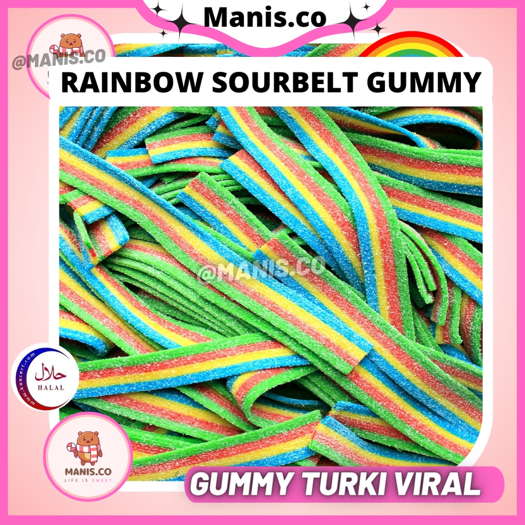 [Rainbow Belt] Sour Candy Halal Gummy Bebeto Snack Gummi Jelly Jajan ...
