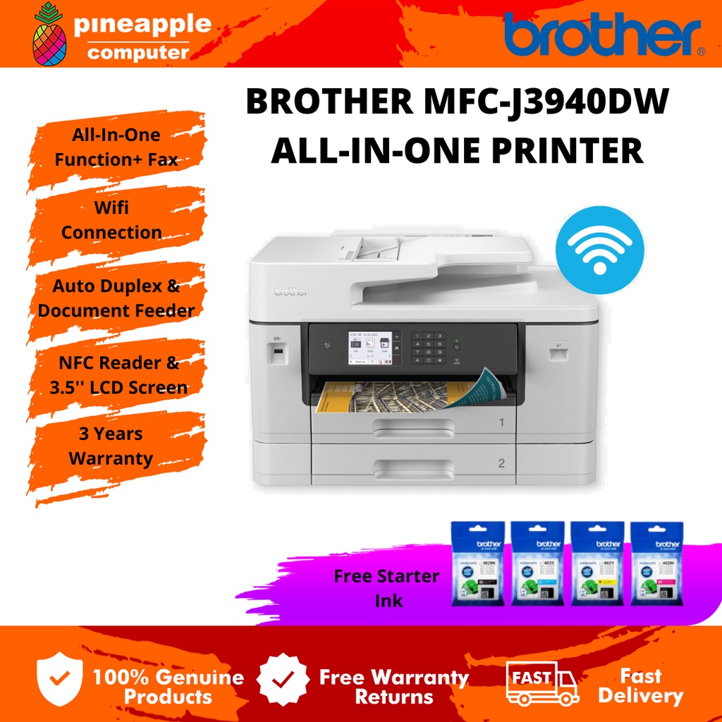 Brother MFC-J3940DW (Replacement model of MFC-J3930DW) Colour Inkjet Multi-function A3 Print/A3 ...