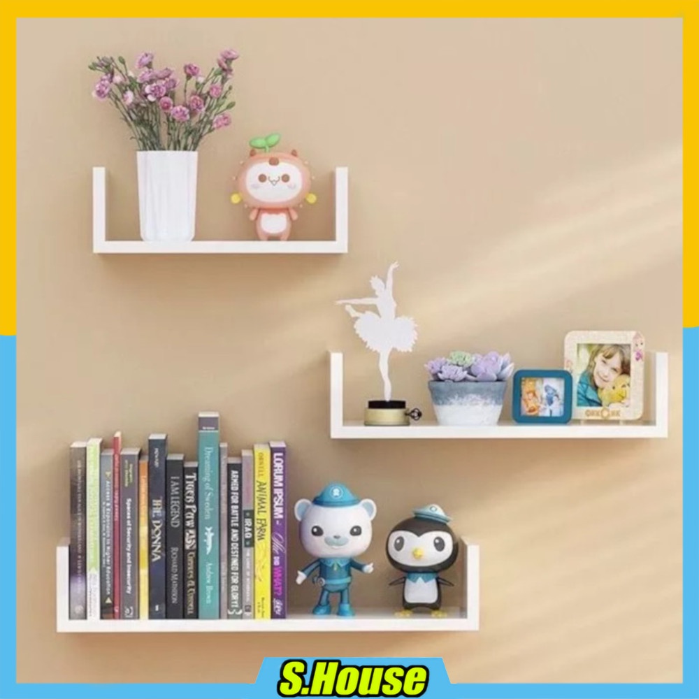 3 in 1 Floating Shelves Wall Mounted Shelf Rack Storage Cabinet Living ...