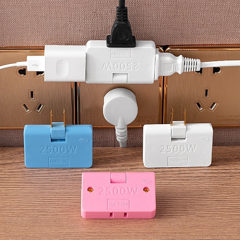 3 in 1 Power Plug Adapter Foldable Extension Converter Socket Portable ...
