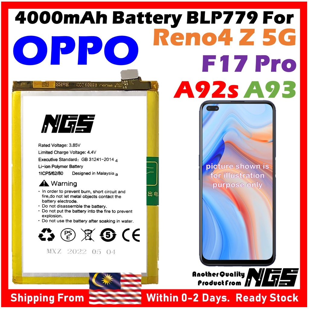 ORl NGS 4000mAh Battery Bateri BLP779 Compatible Compatible For OPPO A92s / OPPO A93 / OPPO F17 ...