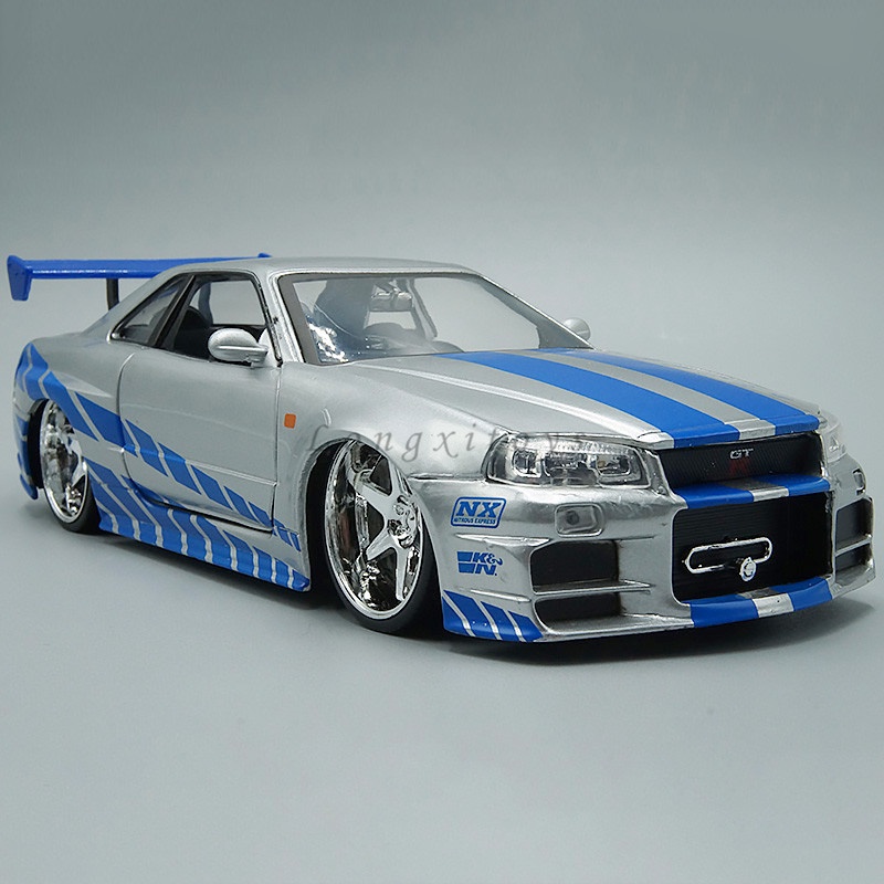 1:24 Diecast Car Model Toy Fast and Furious Nissan GTR R34 Miniature ...