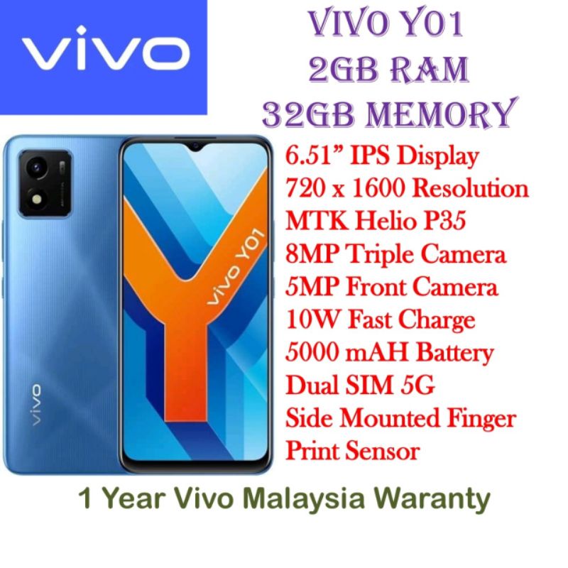 Vivo Y01 2gb/32gb 1 Year Vivo Warranty | Shopee Malaysia