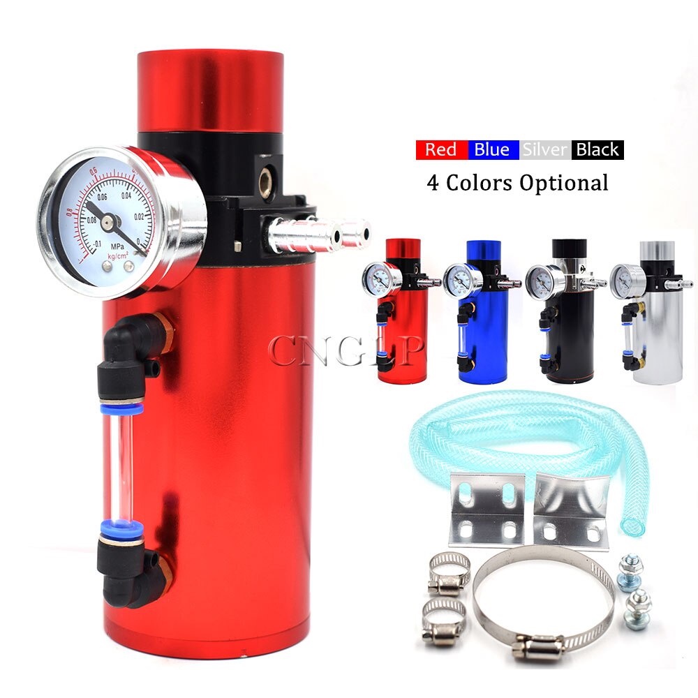Aluminum Engine Oil Catch Reservoir Breather Tank Can + Vacuum Pressure ...