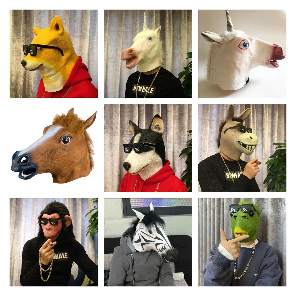 Halloween Mask Cosplay Horror Mask Halloween Decoration Animal Rubber ...