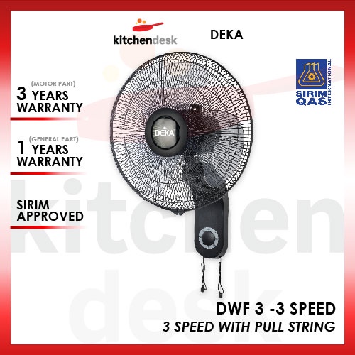 KD _ SIRIM DEKA Fan DWF3 Wall Fans 3 Blades Speed AC Motor Remote ...