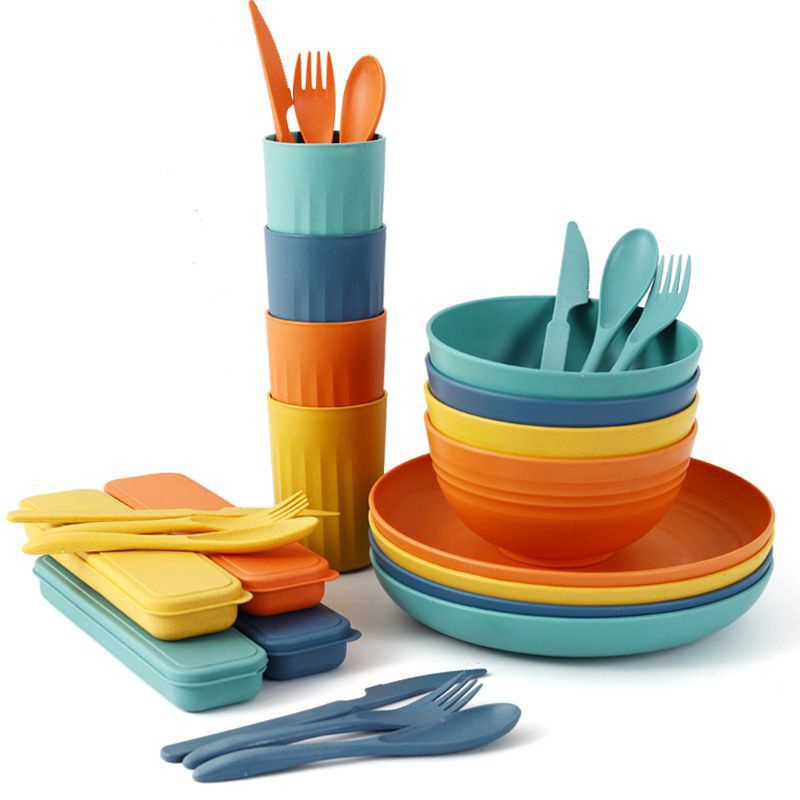 28pcs wheat straw tableware set / pinggan tahan lasak/ pinggan kanak ...