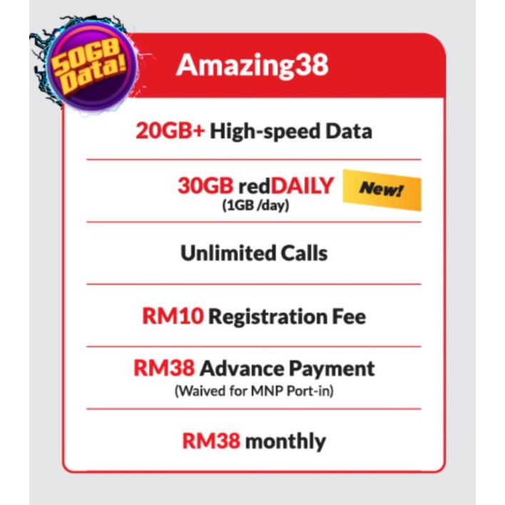 SIMKAD POSTPAID REDONE PELAN AMAZING38M 50GB DATA KELAJUAN TINGGI DAN ...