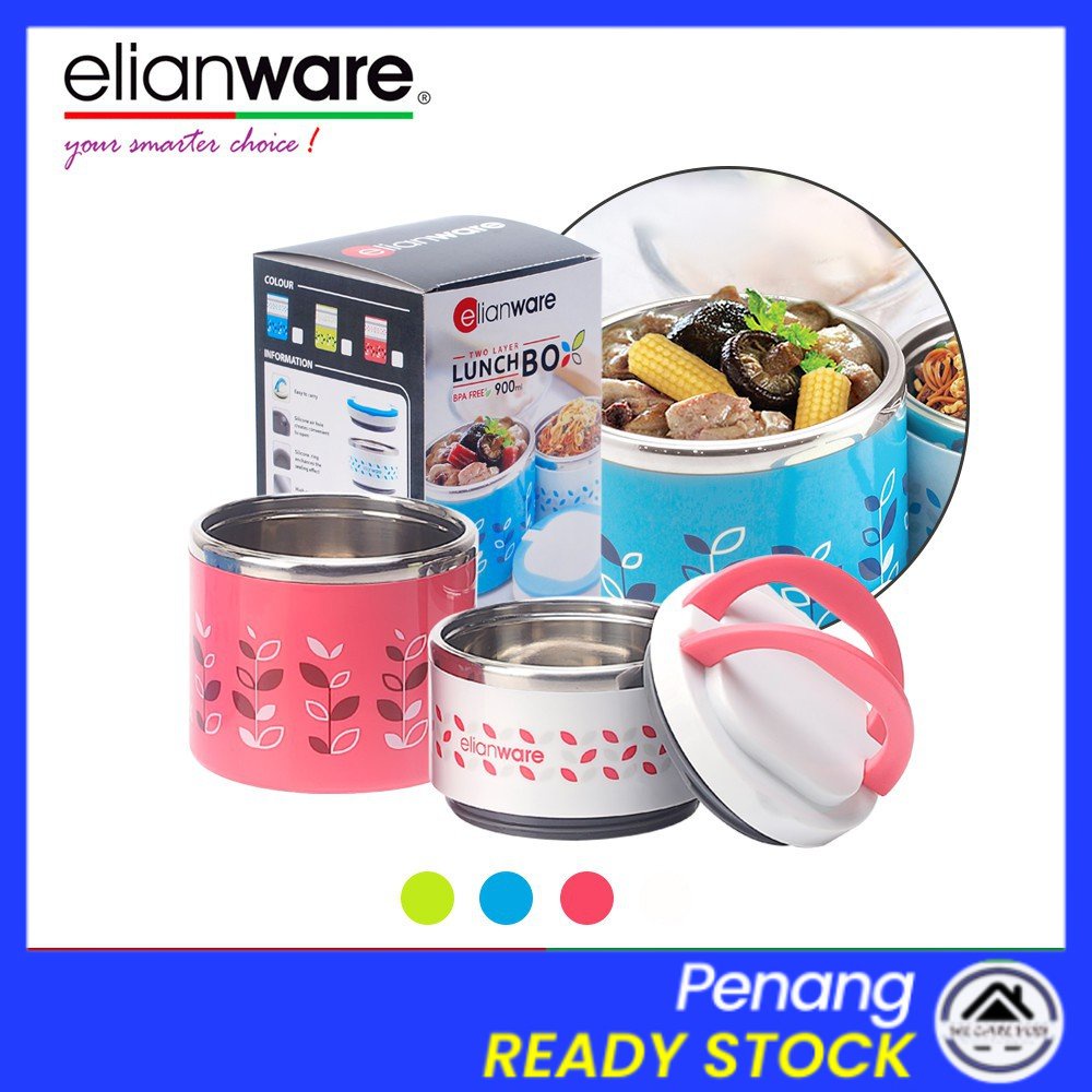 Wecareyou20 Elianware Dual Layer Food Container Thermal Lunch Box Bekas ...