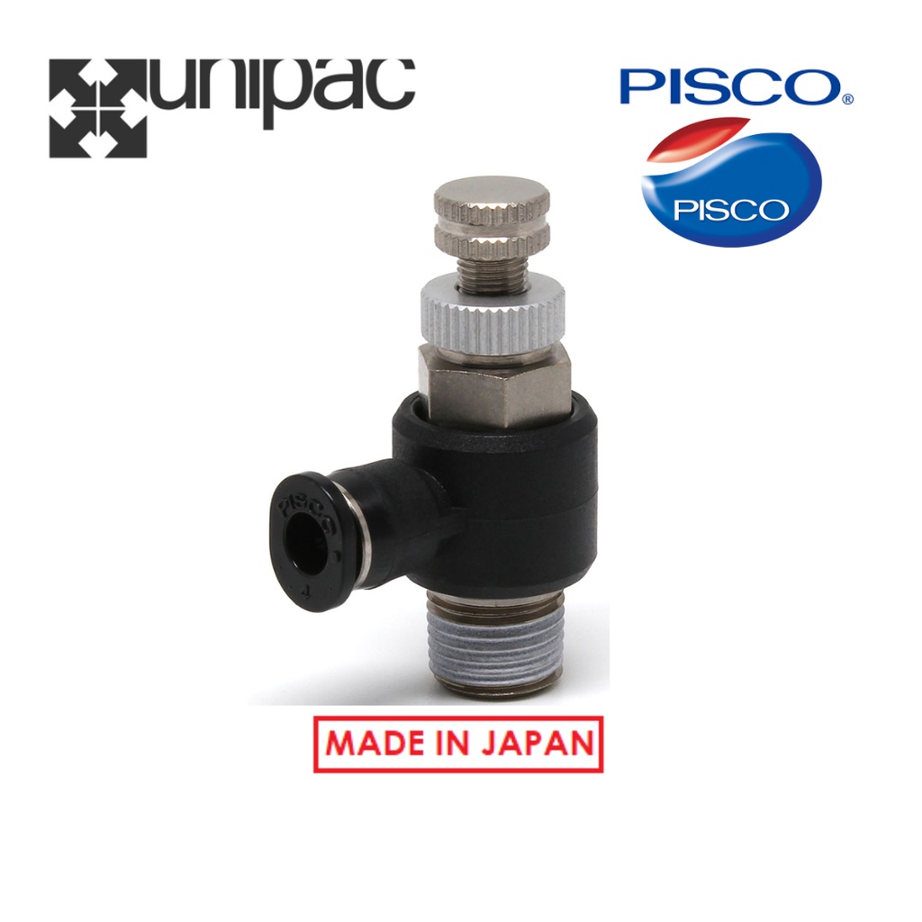 Pneumatic Fitting Pisco Throttle Needle Valve Elbow JNC 4mm 6mm 10mm 12mm Thread 1/8" 1/4" M5 ...