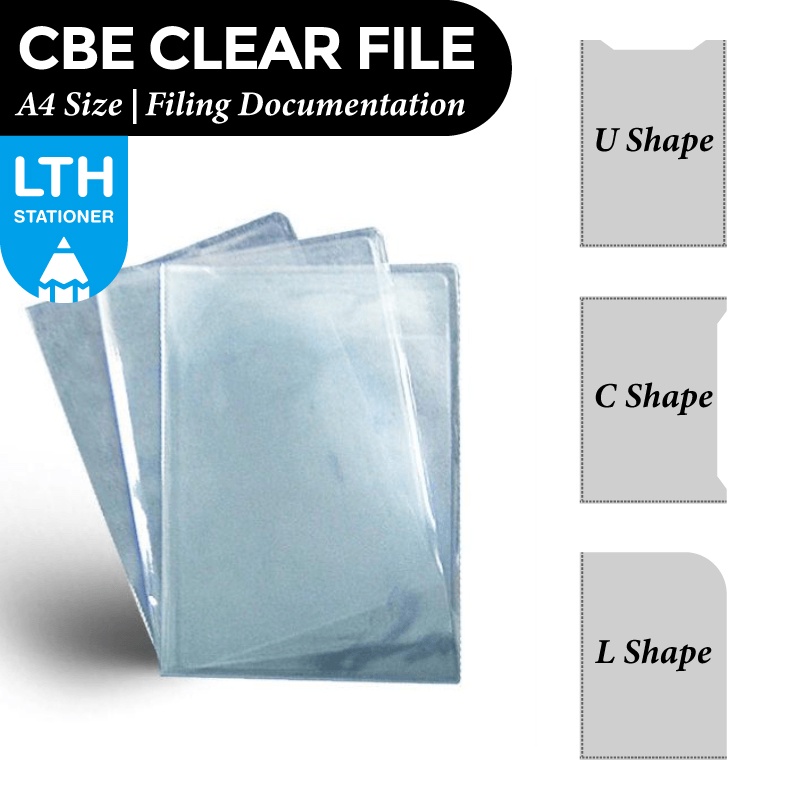 LTH CBE // Astar A4 Size Transparent Clear Document Holder File PVC Sheet (U-shape // C-shape ...