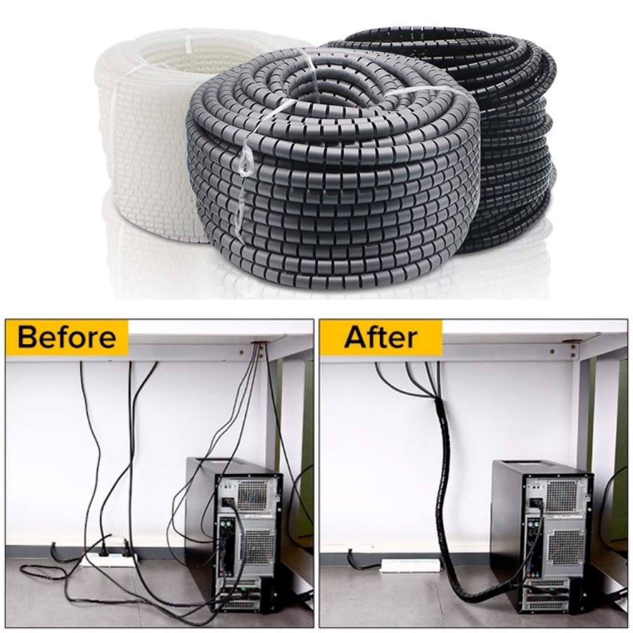 1Roll Line Organizer Pipe Protection Spiral Wrap Winding Cable Wire ...