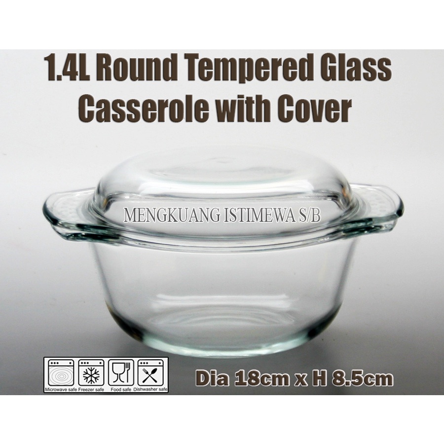 1.4 L QUALITY FIREX GLASS CASSEROLE WITH LID SE60014 | Shopee Malaysia