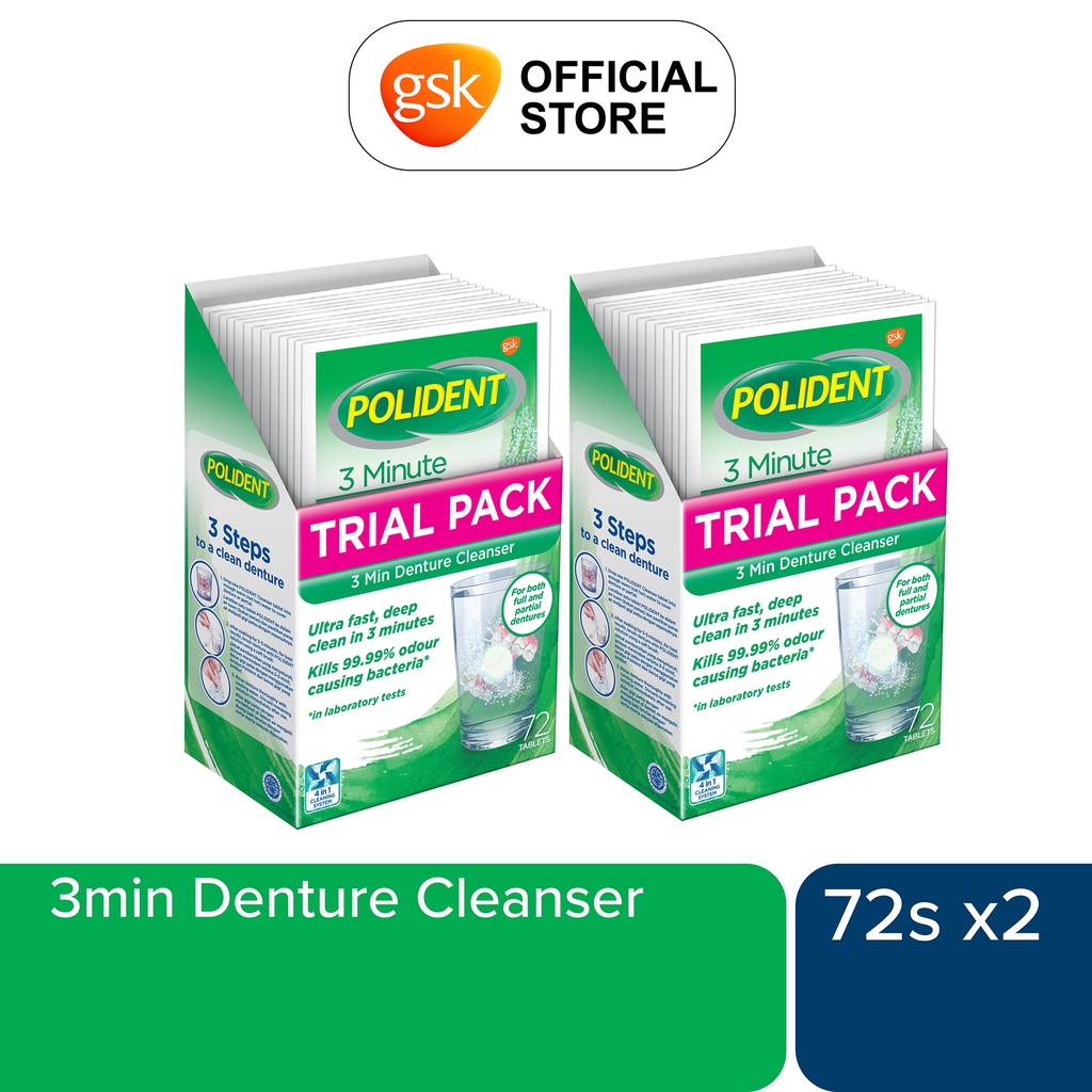 Polident Denture and Retainer Cleaning Tablets, 3 Minute Daily Cleanser ...
