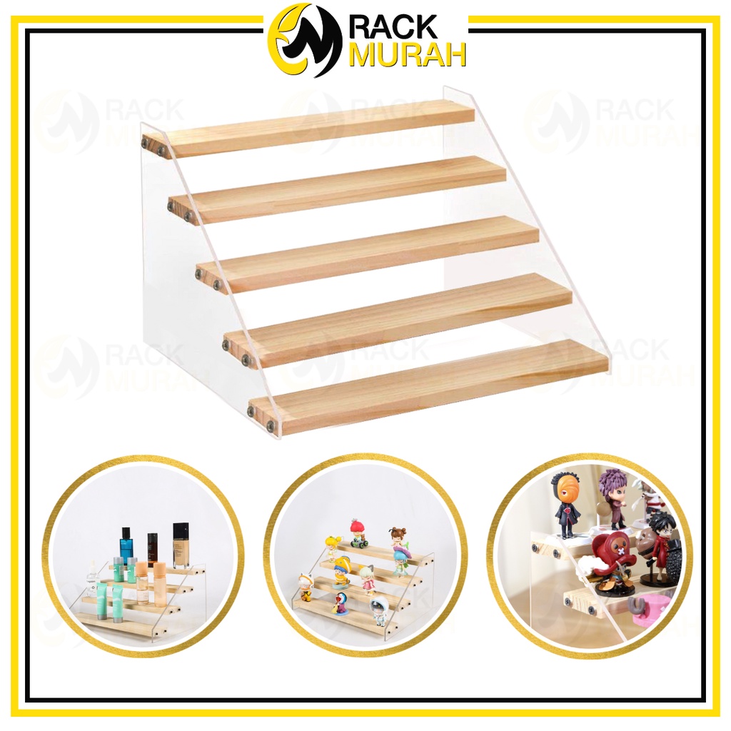 3 4 5 6 LAYER TIER ACRYLIC DISPLAY WOODEN RACK STORAGE SHELF HOLDER ...