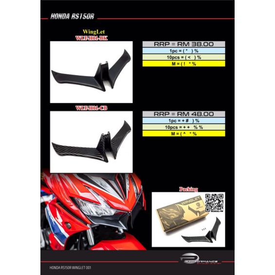 HONDA RSX RS-X 150 WINGLET WING LET (MATT BLACK / CARBON) | Shopee Malaysia