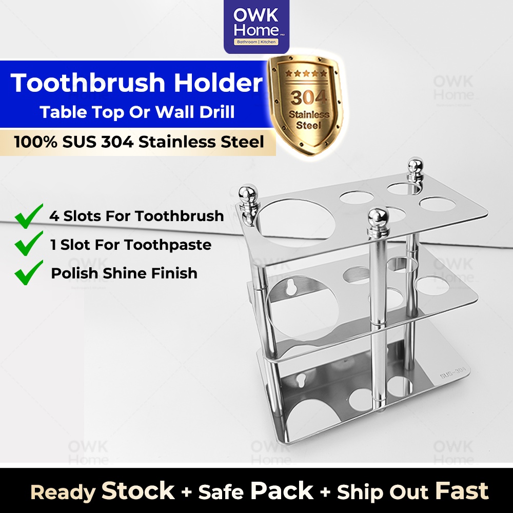 SUS304 Stainless Steel Toothbrush Holder | 牙刷架 | Table Top toothbrush ...