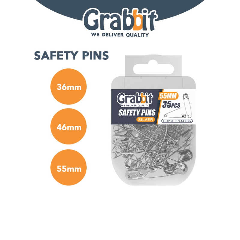 GRABBIT Safety Pin 36mm 46mm 55mm Rust Resistant | Pin Keselamatan ...