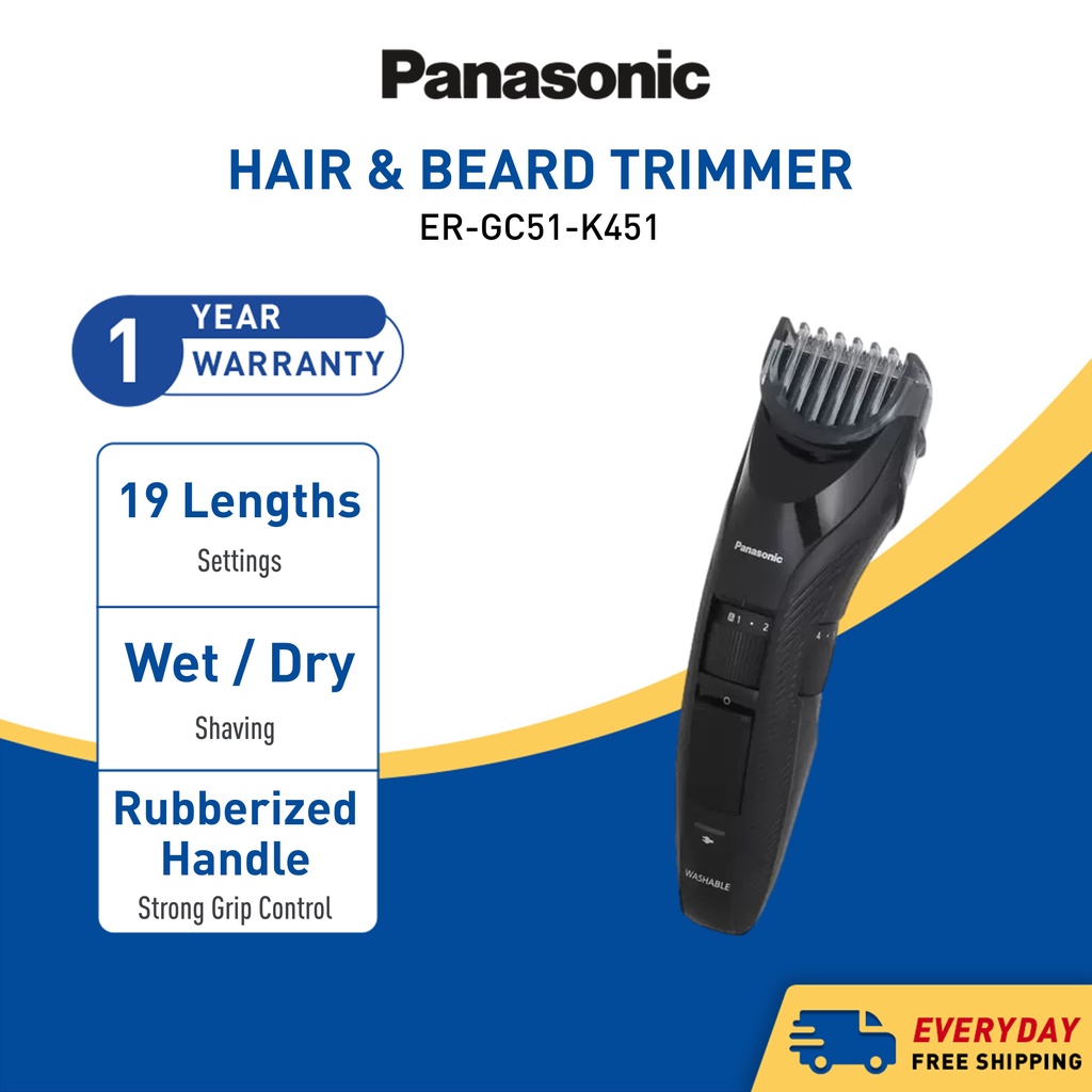 Panasonic Er-Gc51 Rechargeable Trimmer Hair Beard Clipper Gc51 Er-Gc51-K451 Precision Cutting 19 ...