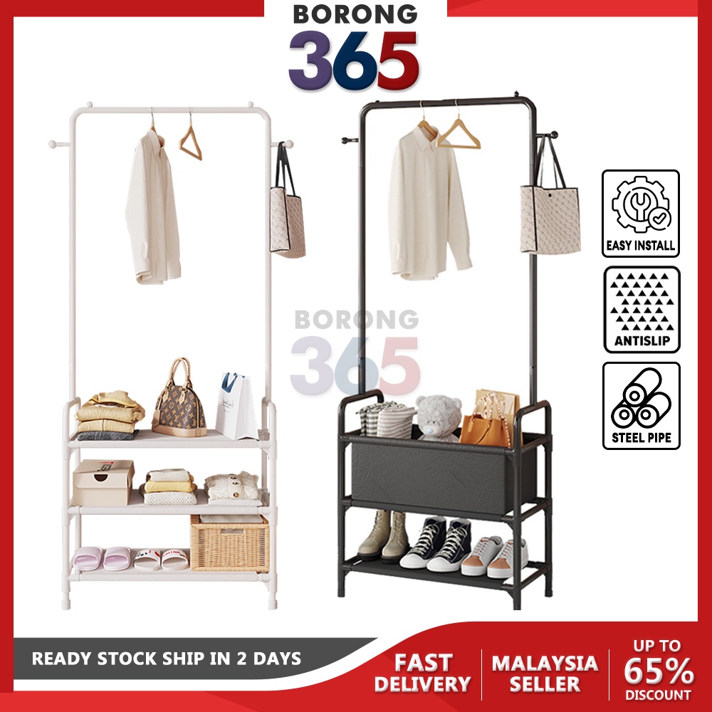 Borong365 Rak Baju Gantung Clothes Hanger Rack Bedroom Space Saving ...
