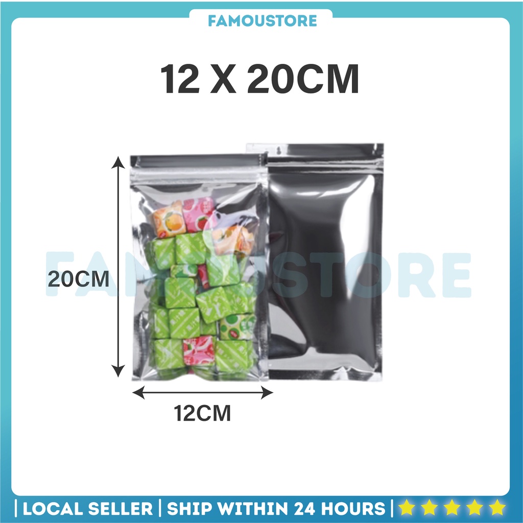 100PCS Zipper Aluminium Foil Bag Aluminum Ziplock Bag AO Semi Metalised ...