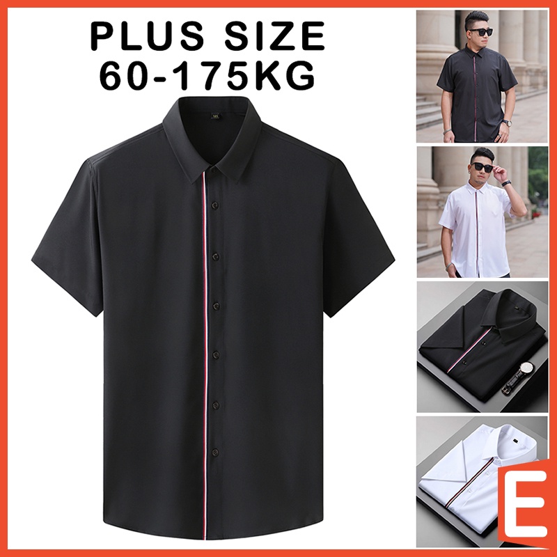 [XL-10XL] Plus Size Shirt Men Baju Kemeja Lelaki Lengan Pendek Saiz ...
